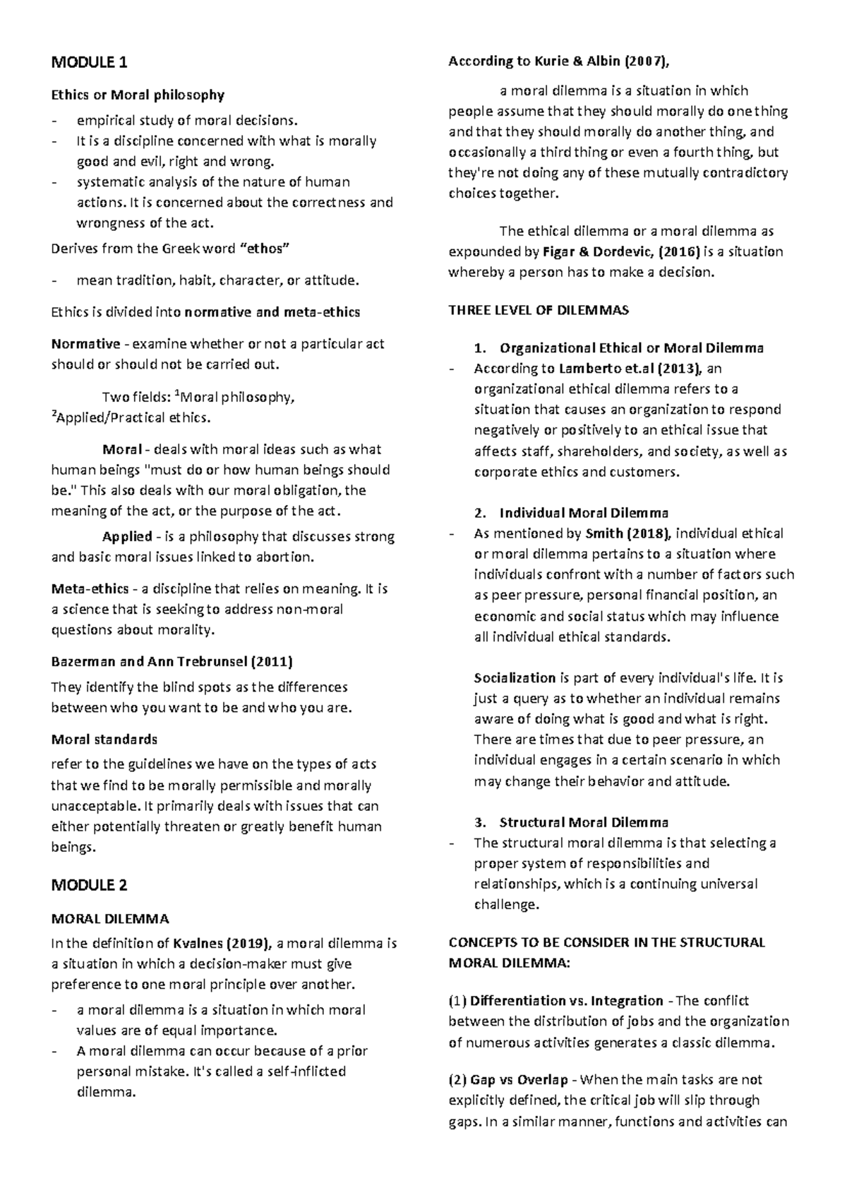 Ethics Reviewer - MODULE 1 Ethics or Moral philosophy empirical study ...
