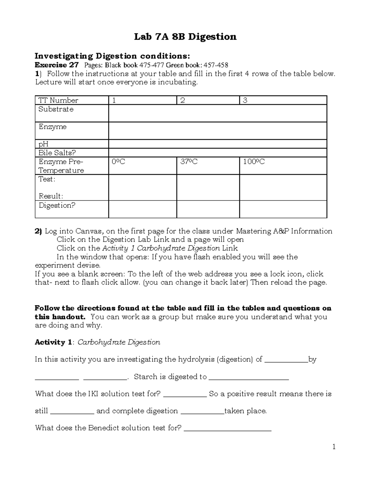 AP 2 Lab Packet Digestion handout - Lab 7A 8B Digestion Investigating ...