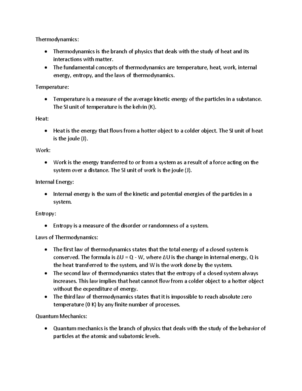 Physics - Thermodynamics: Thermodynamics is the branch of physics that ...