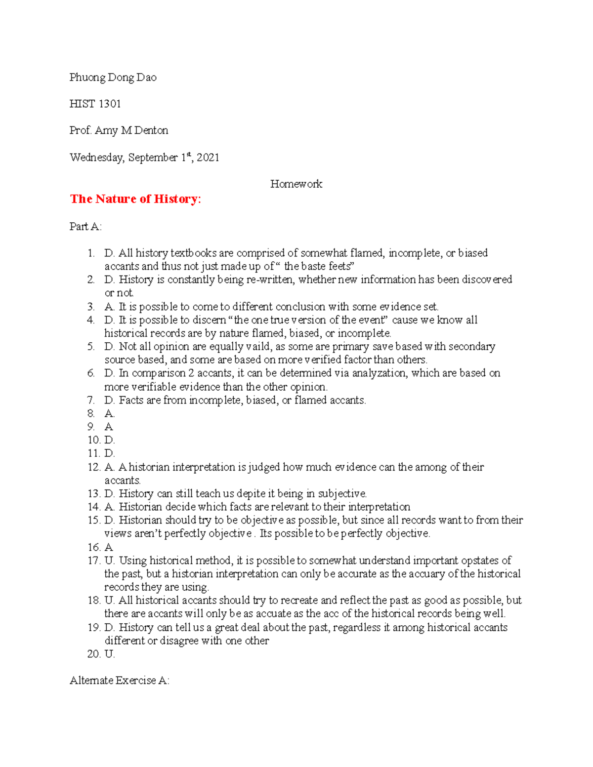 HISTory homework number 1 in lonestar college - Phuong Dong Dao HIST ...