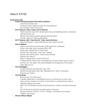 Intermediate Class 7 Notes - Class 7: 3/3/ Production Crew Meeting ...
