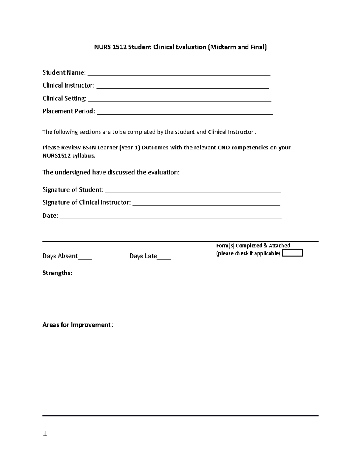1512L Midterm and Final Evaluation Template - NURS 1512 Student ...