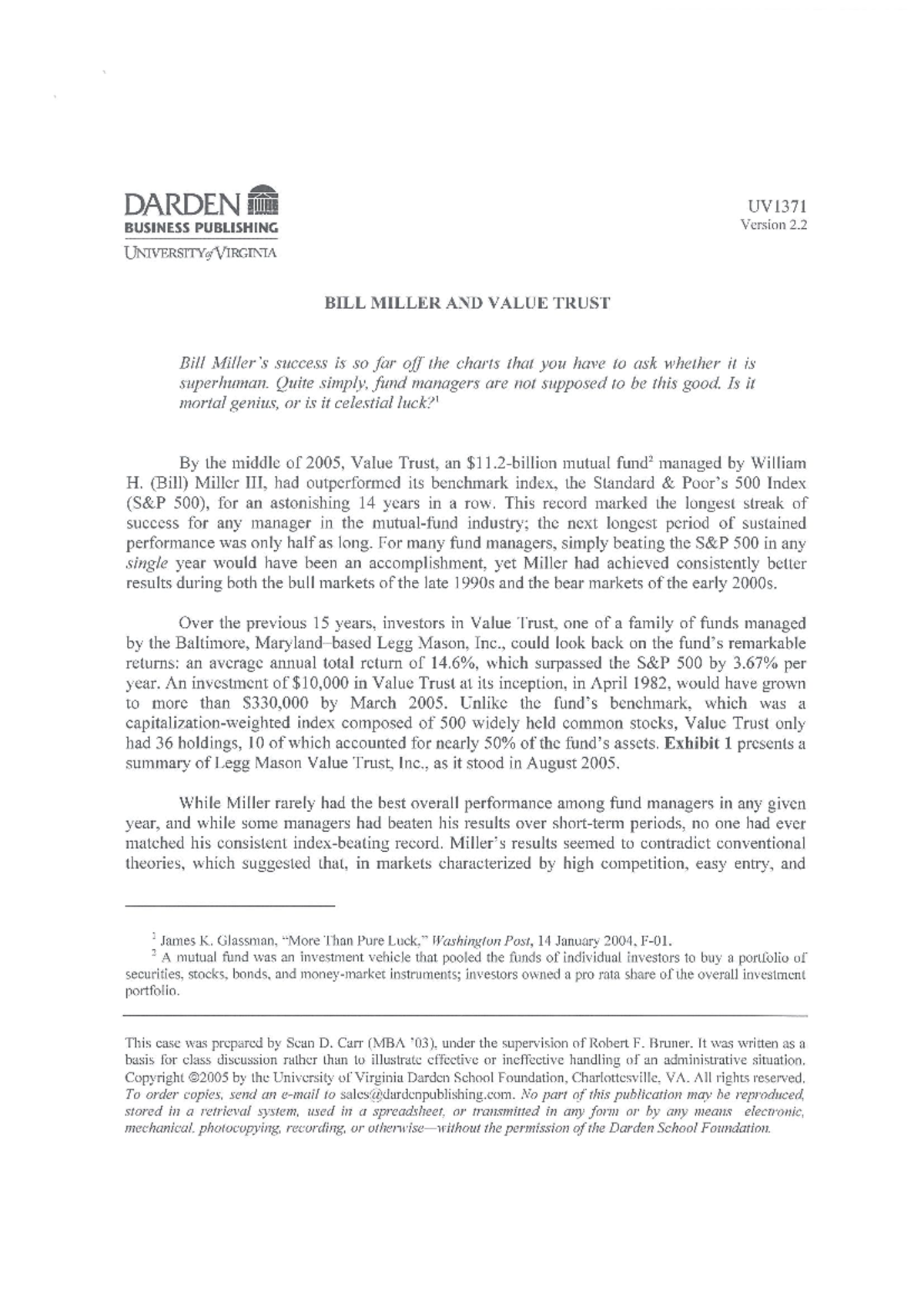 Value Trust - It's a case study for each group to finish. - Corporate ...