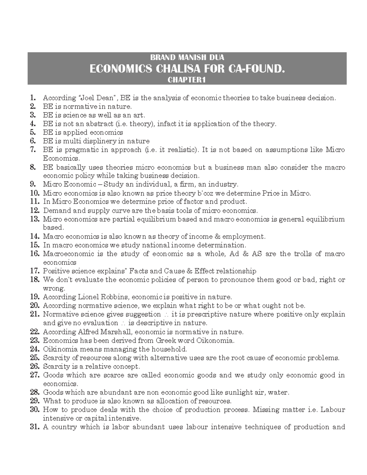 Economics Revision Notes - BRAND MANISH DUA ECONOMICS CHALISA FOR CA ...
