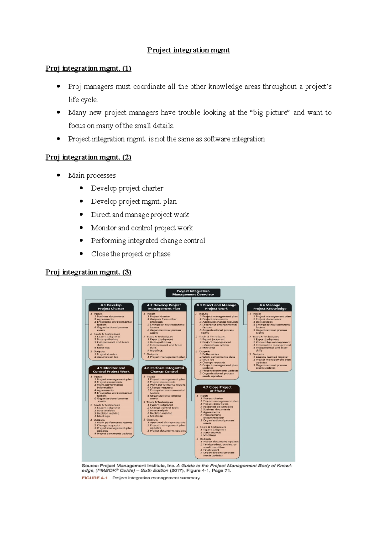 Chap4 (Proj Integration Mgmt) - Project integration mgmt Proj ...