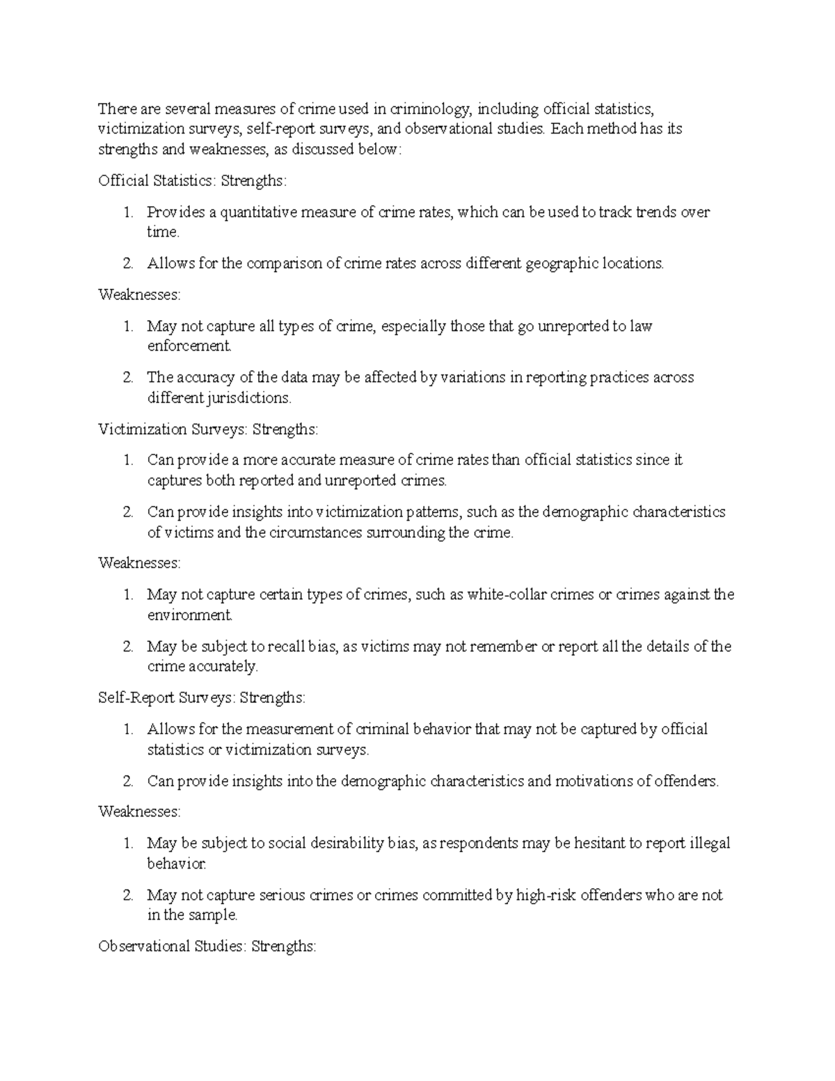 Measure of crime assignment - There are several measures of crime used ...