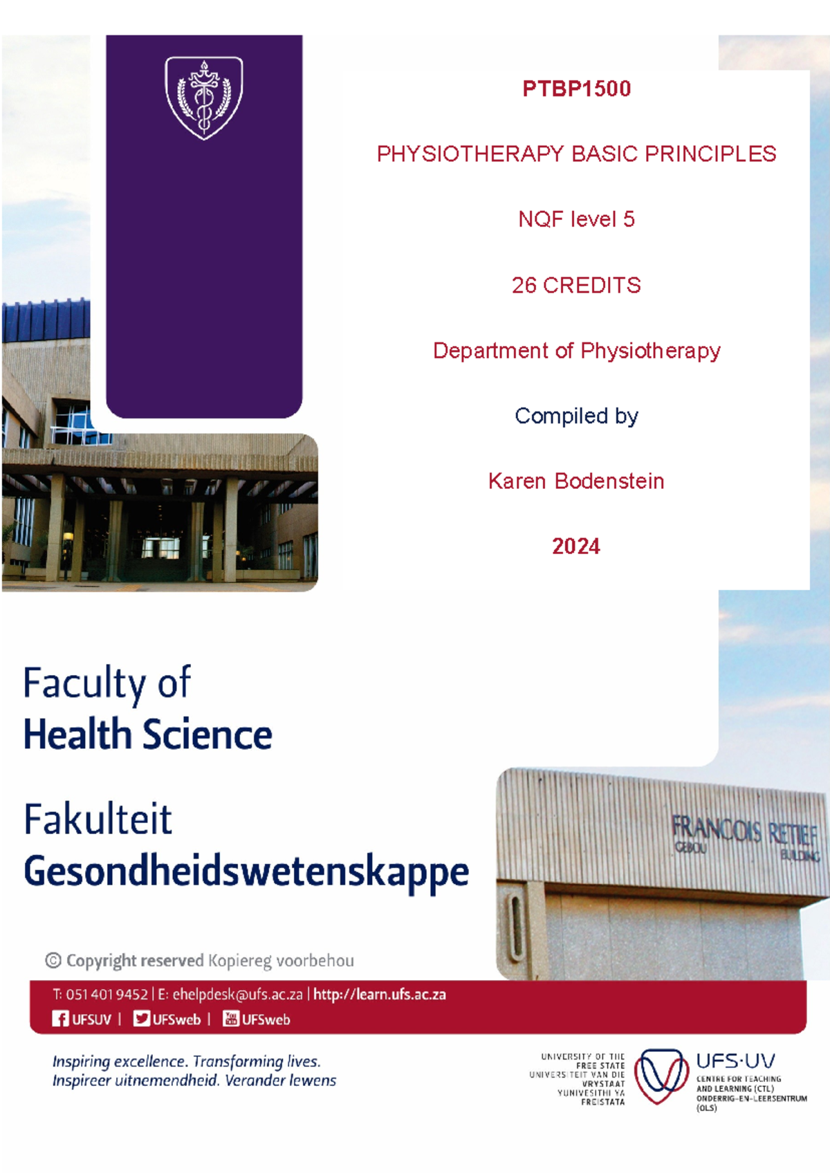 PTBP1500 Module Guide 2024 - PTBP PHYSIOTHERAPY BASIC PRINCIPLES NQF ...