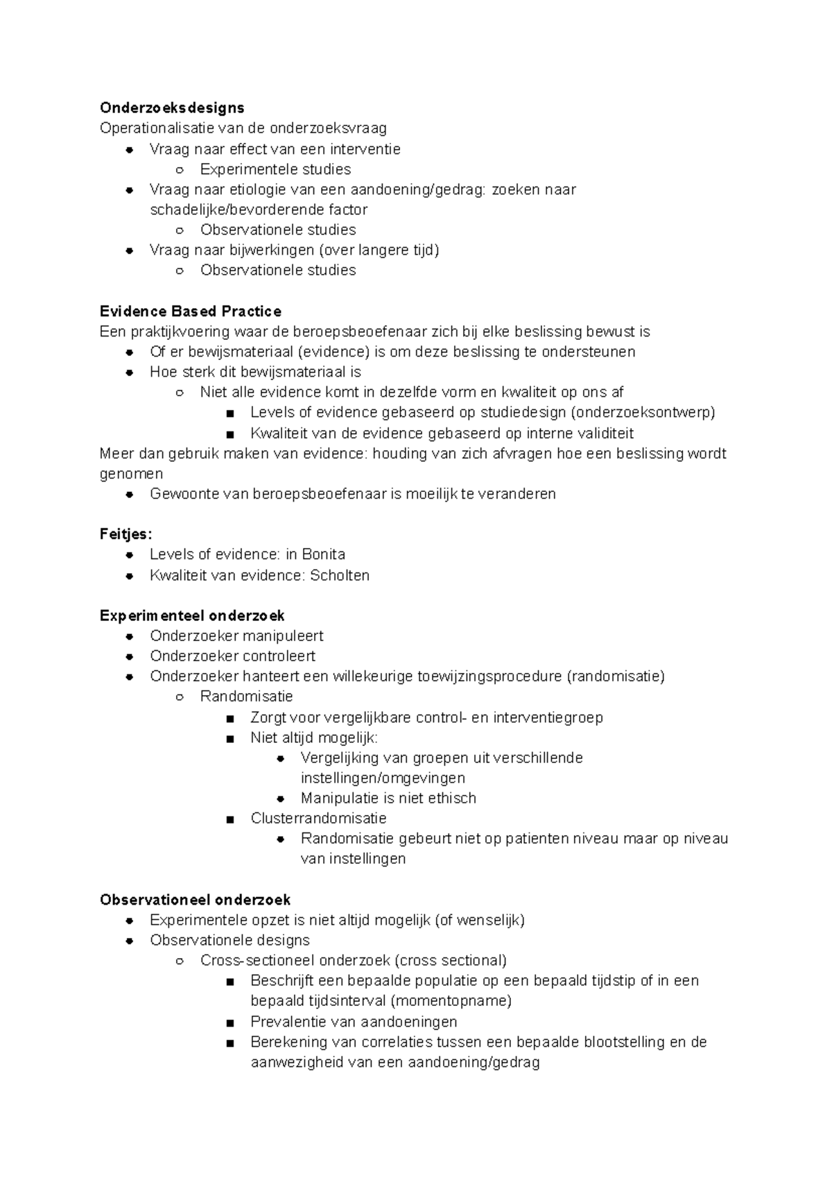 BGS Samenvatting - Onderzoeksdesigns Operationalisatie van de ...