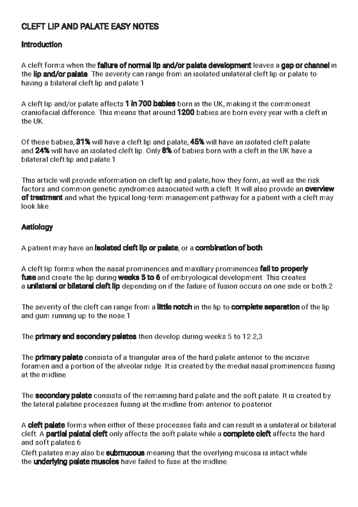 Notes 221110 000022 cab - CLEFT LIP AND PALATE EASY NOTES Introduction ...