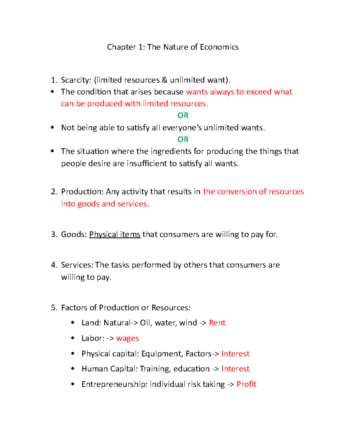 Chap1&2 summarize - Chapter 1: The Nature of Economics 1. Scarcity ...