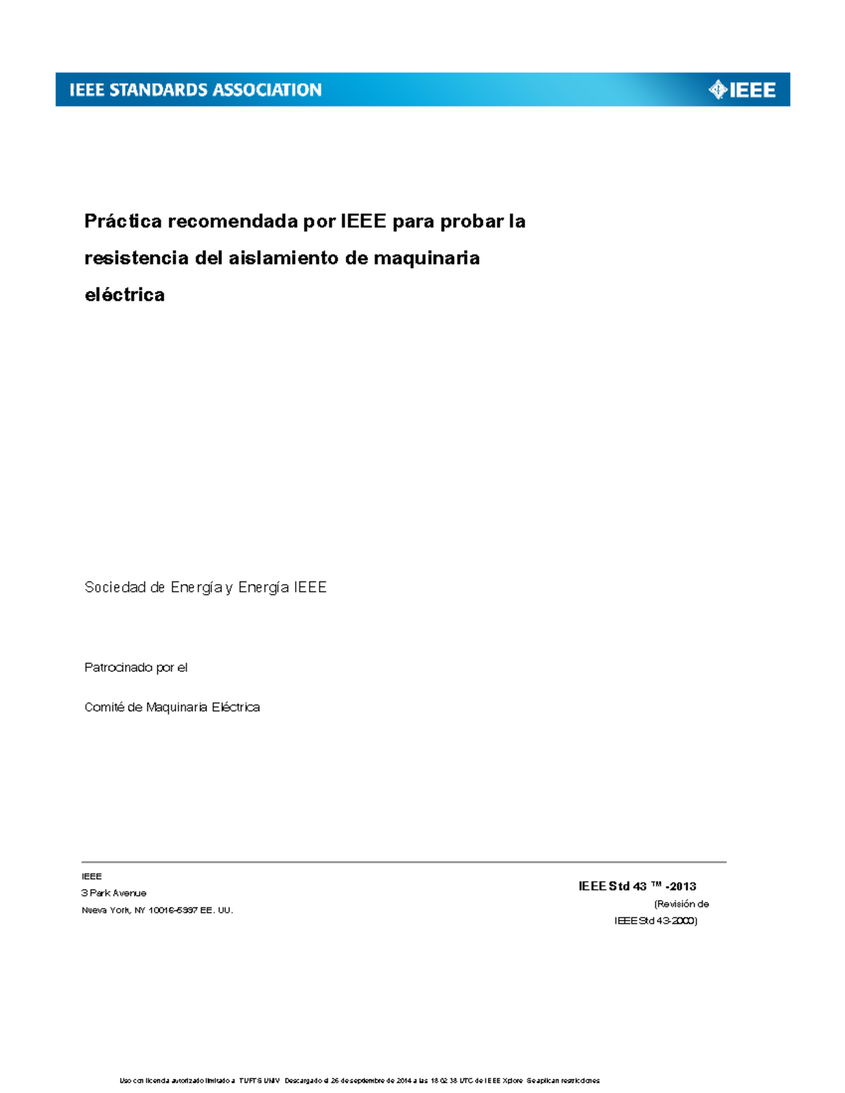IEEE 43-2013 - IEEE 43 - Práctica recomendada por IEEE para probar la ...