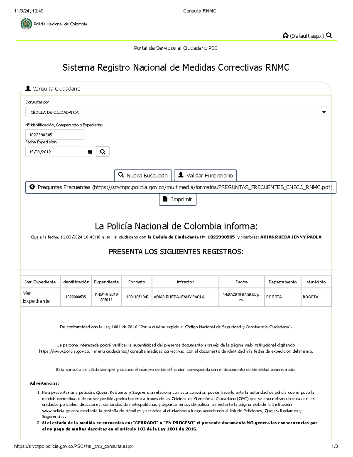 Consulta RNMC1 - dd - 11/3/24, 10:49 Consulta RNMC srvcnpc.policia.gov ...