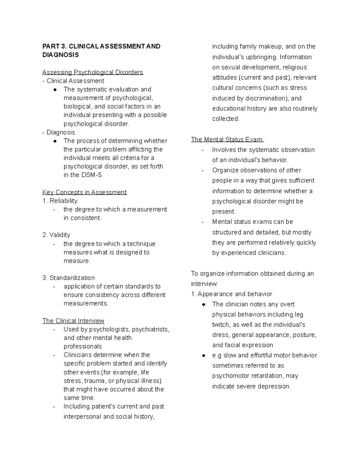 Abnormal Psychology - PART 3. CLINICAL ASSESSMENT AND DIAGNOSIS ...