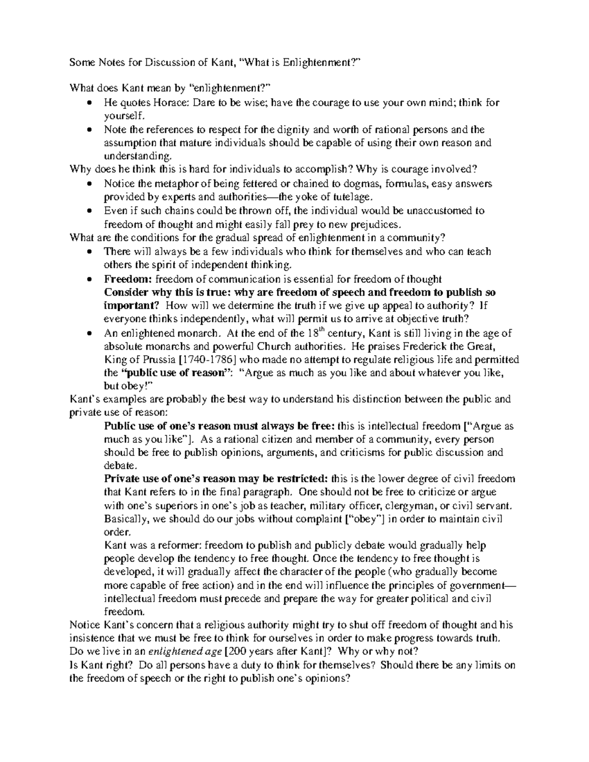 Free Thought Examples