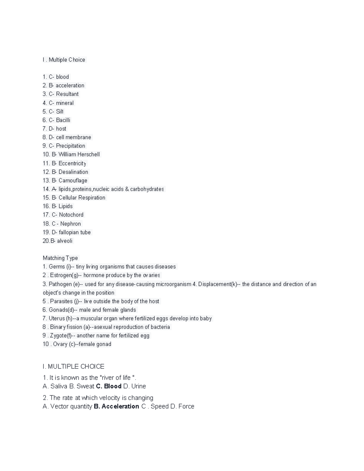 268447726-Biology - this is my practical material - I. Multiple Choice ...