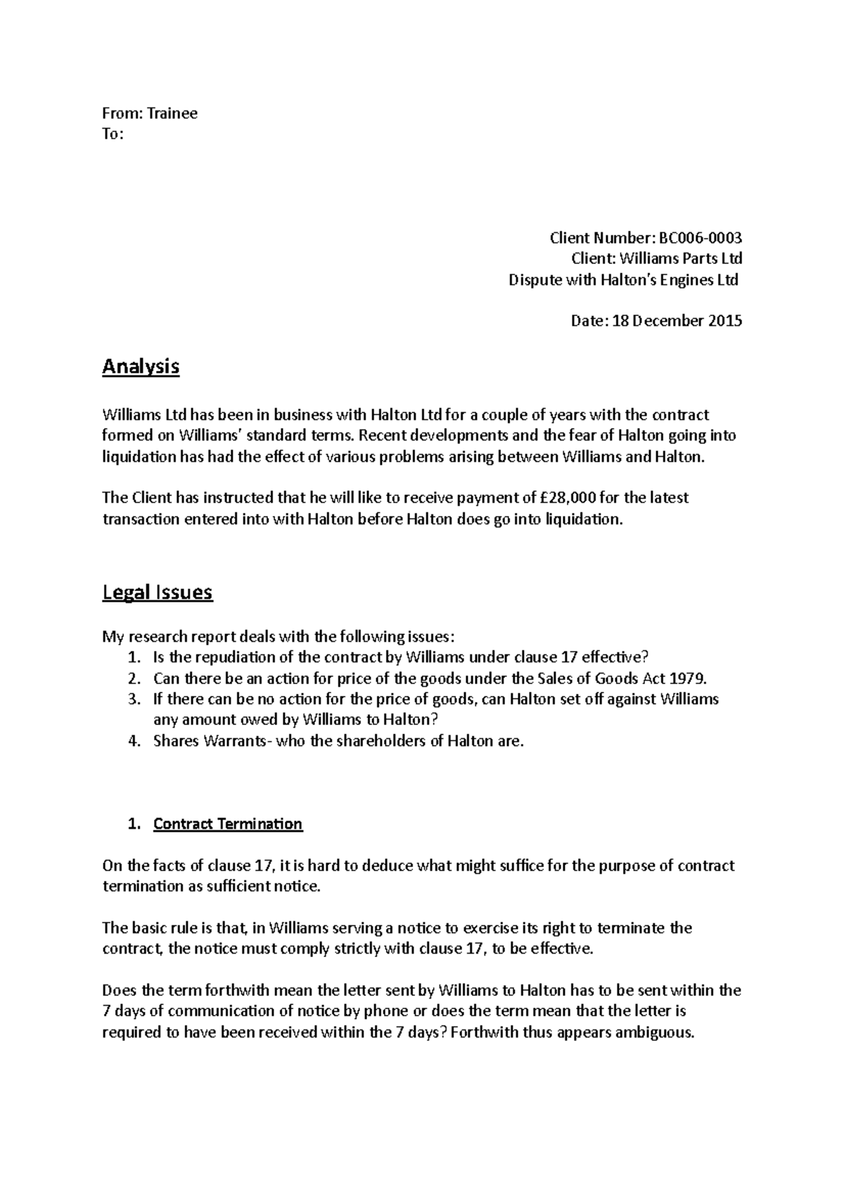 PLR - Practical Legal Research Assesment for Legal Practice Course ...