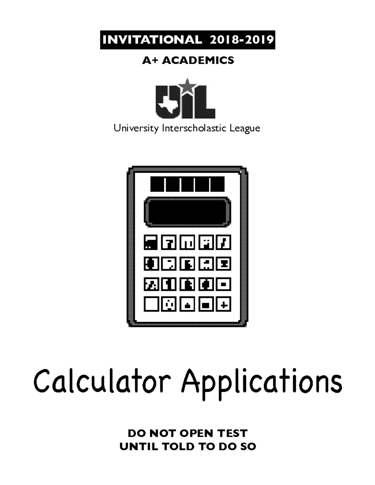 2018-19 calculator test A - INVITATIONAL 2018- A+ ACADEMICS Calculator ...