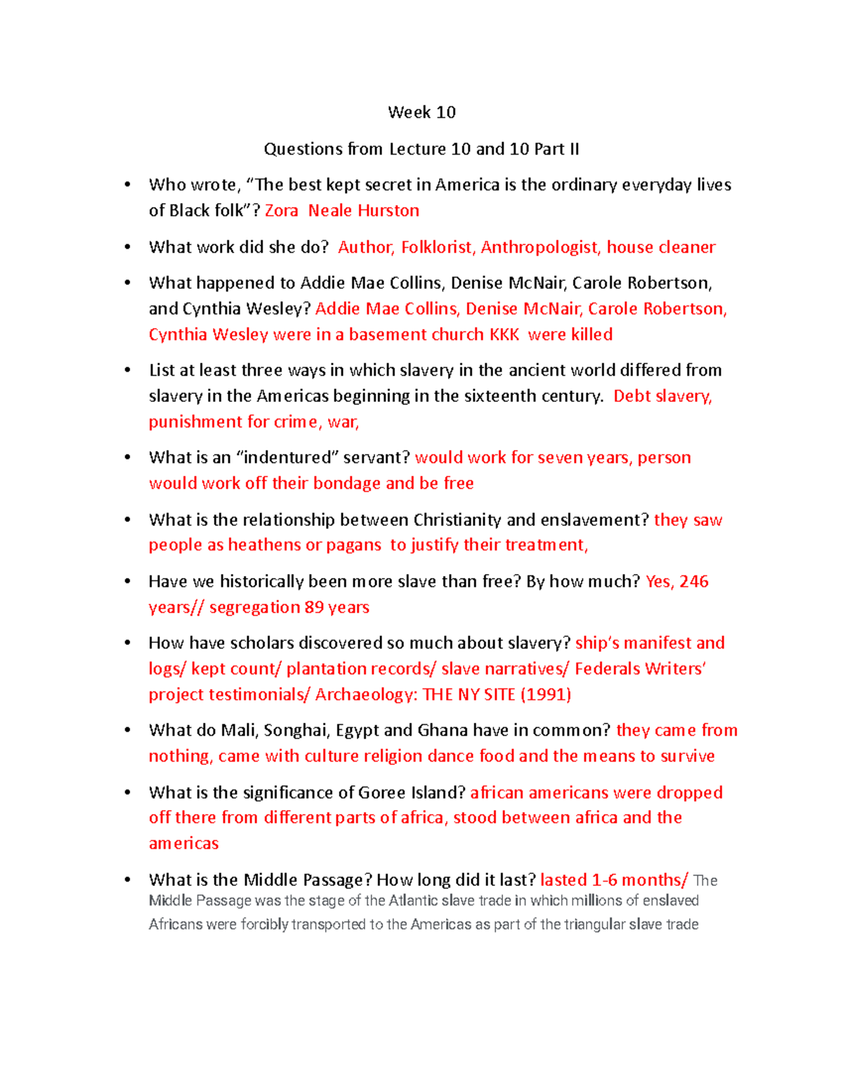 Study Guide 10 - Week 10 Questions from Lecture 10 and 10 Part II Who ...