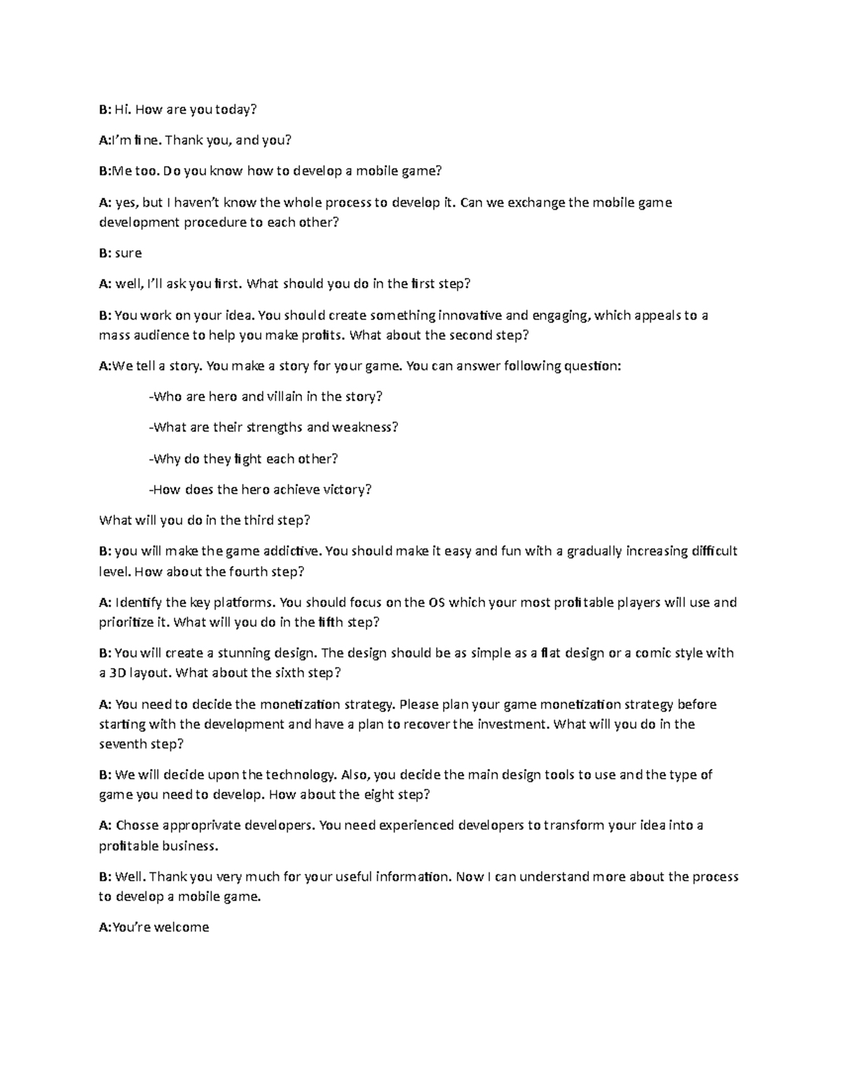 Card Unit2 - adDdázcz - B: Hi. How are you today? A:I’m fine. Thank you ...