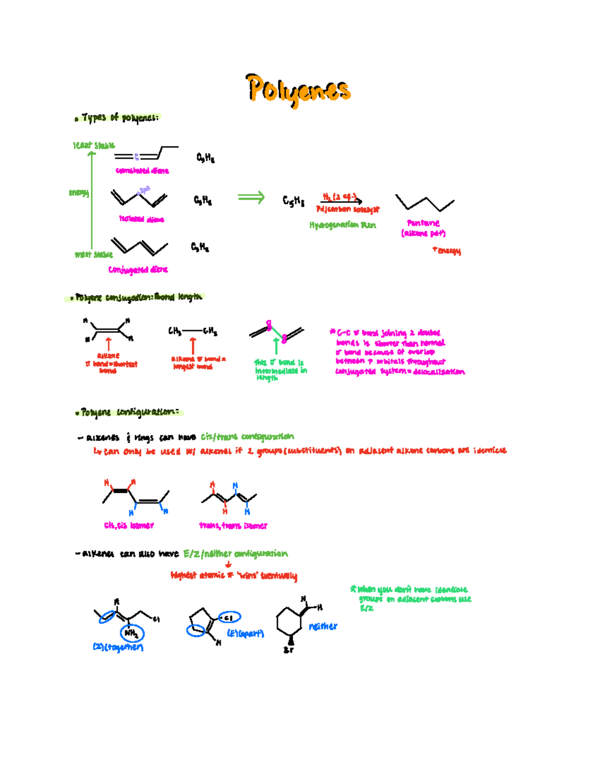 Polyenes-1 - lecture notes - Polyenes Types ofpolyenes leaststable a CC ...