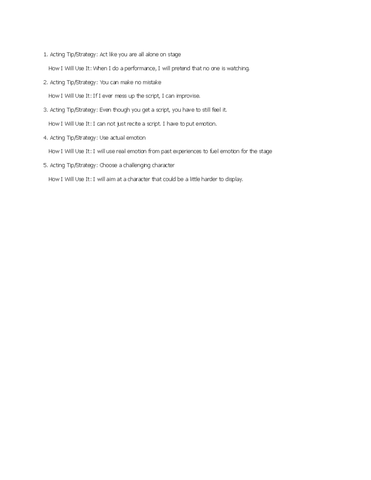 Acting Tips Drama - Acting Tip/Strategy: Act like you are all alone on ...