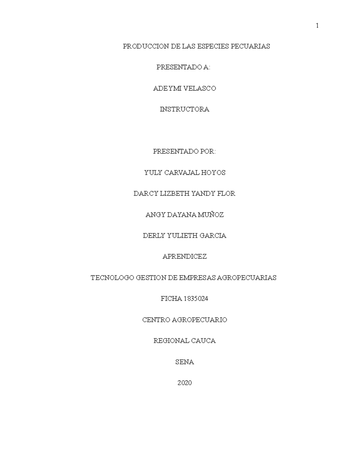 Produccion DE LAS Especies Pecuaria s - Gestión de empresas ...