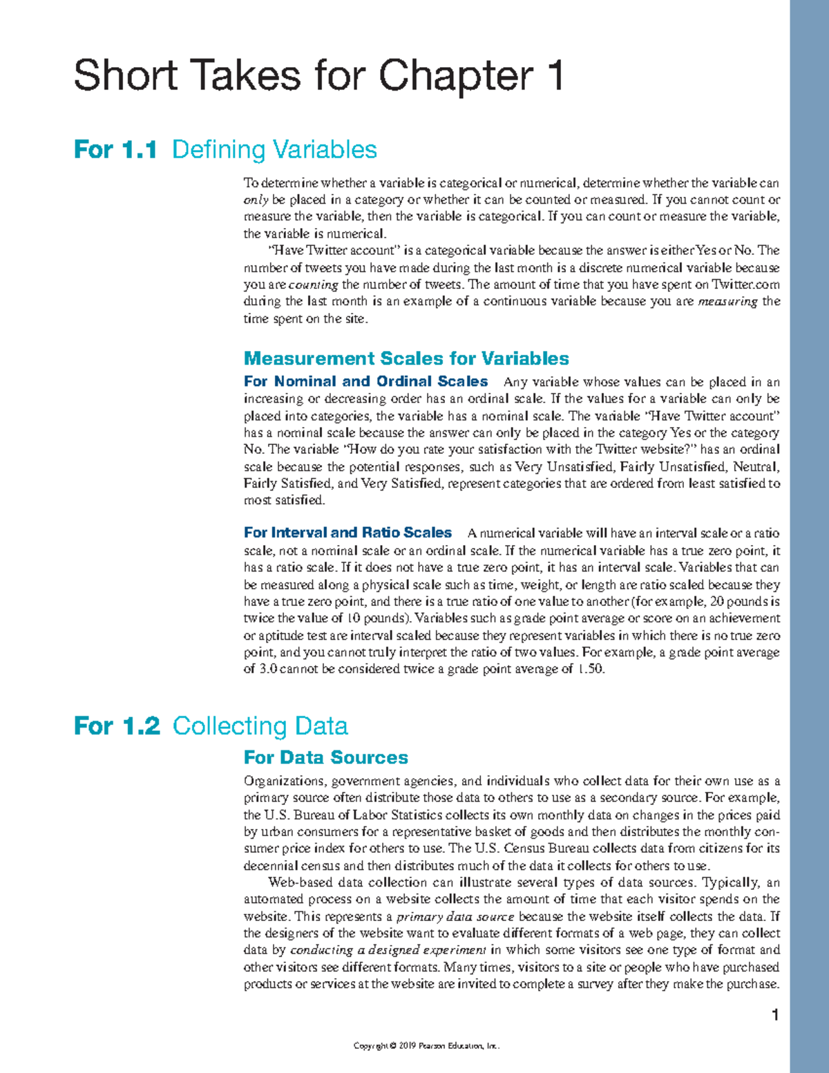 Chapter 1 Study Guide - 1 For 1 Defining Variables To determine whether ...