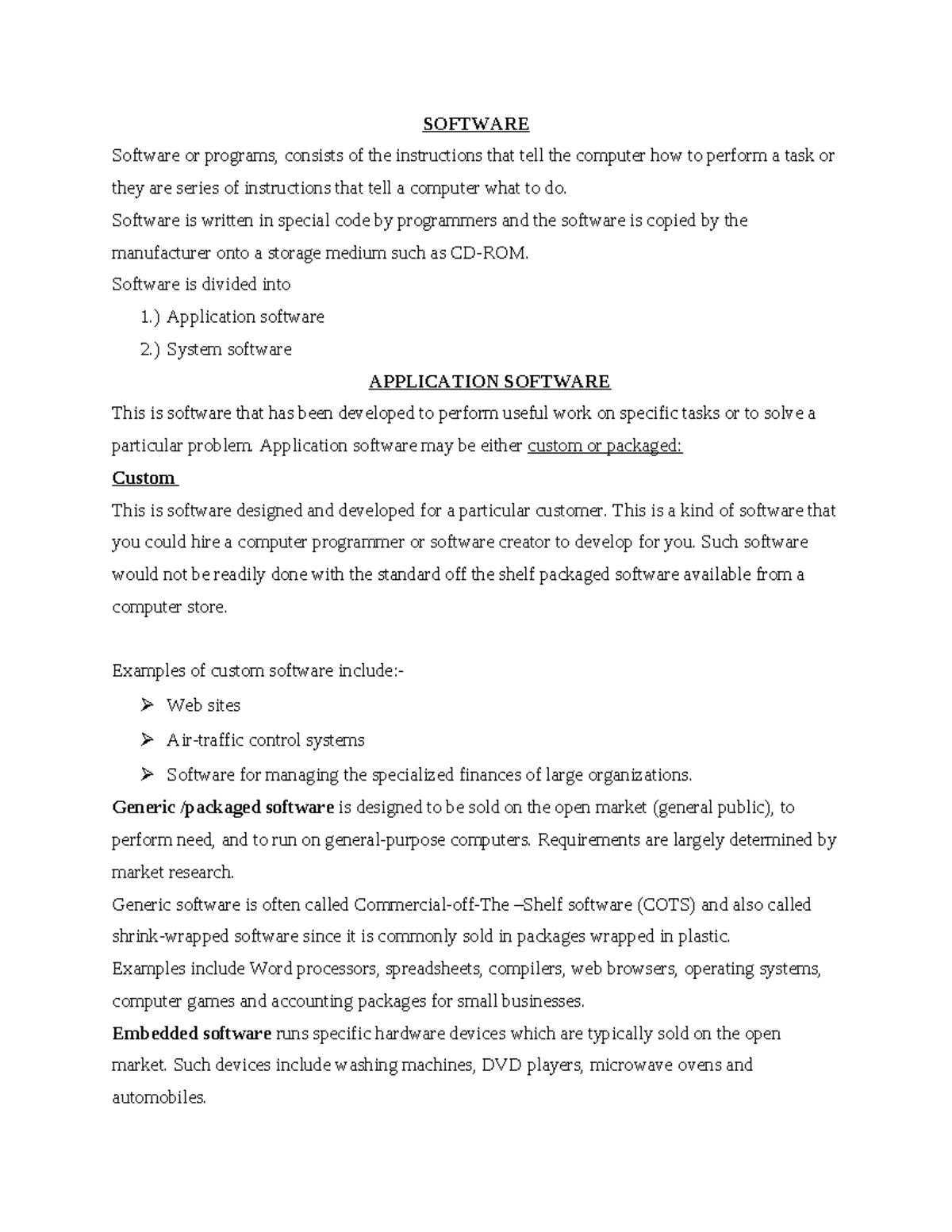 Computer Software PART1 - SOFTWARE Software or programs, consists of ...