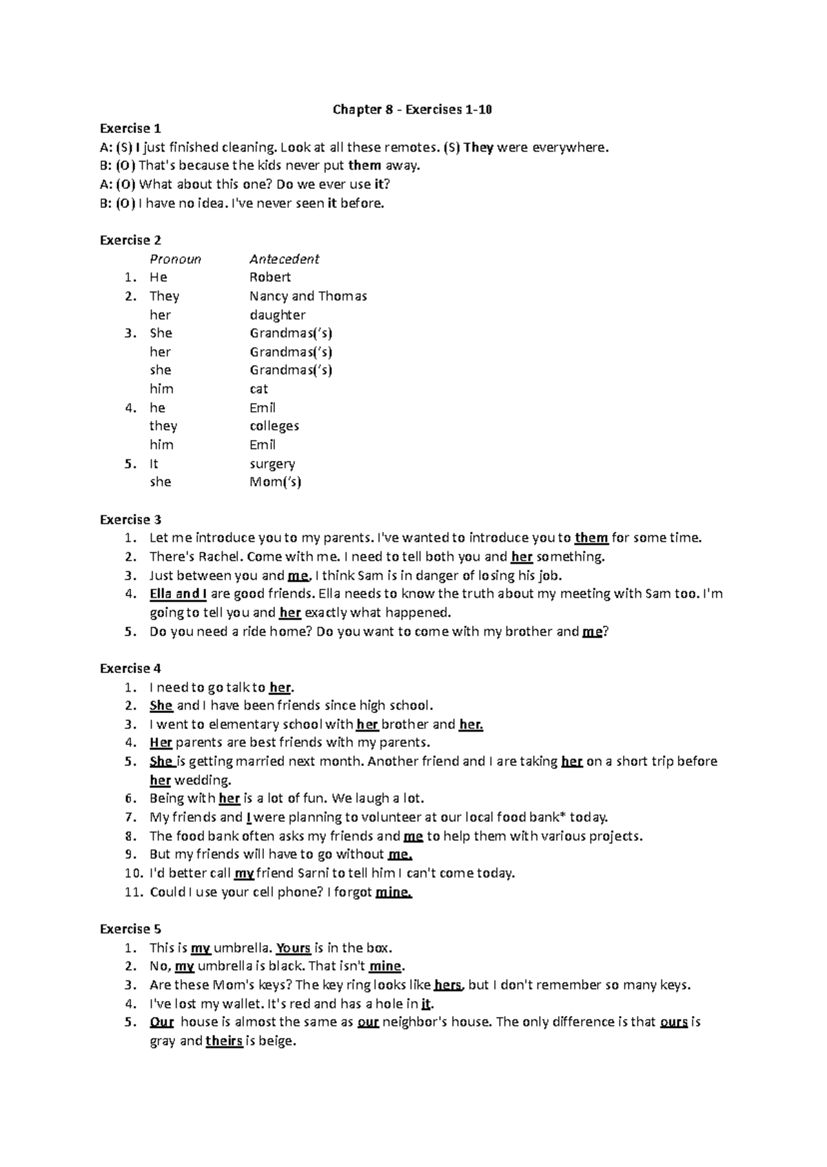 Understanding and Using English Grammar - Chapter 8 Exercise 1-10 - Chapter 8 - Exercises 1 ...