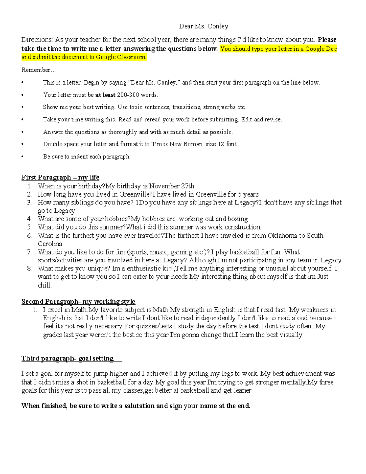 Dear Ms. Conley-Who I am Cayden Ramos - Dear Ms. Conley Directions: As ...