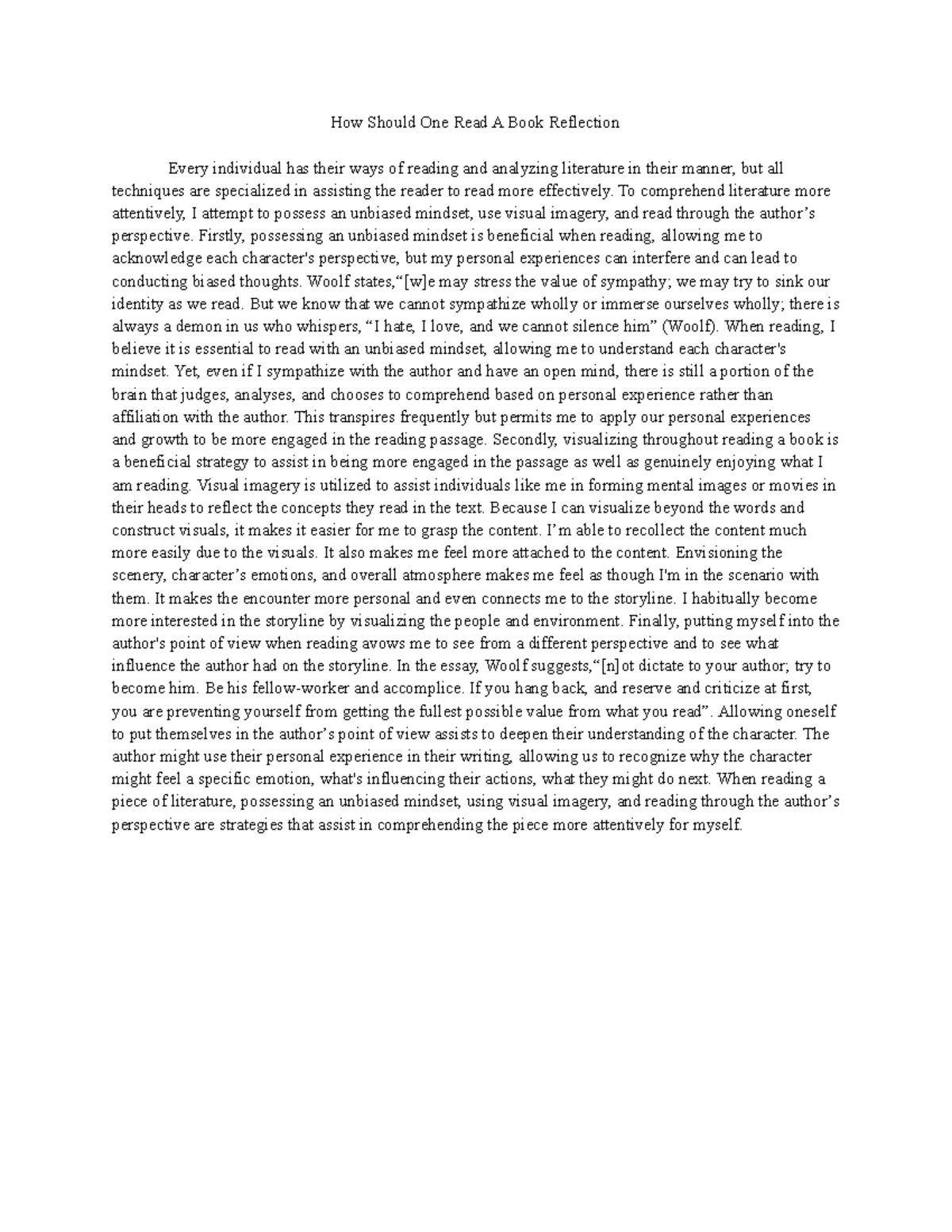 How Should One Read A Book Reflection - To comprehend literature more ...