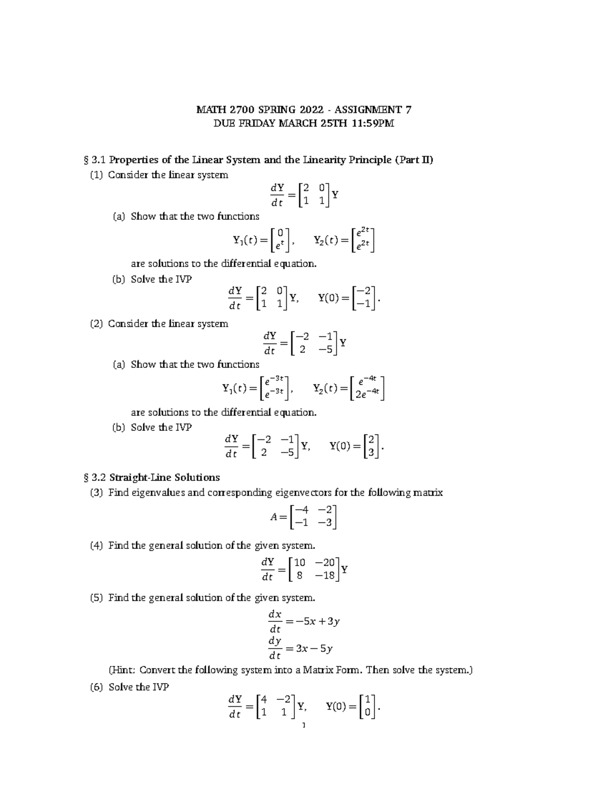 Assignment 7 - Homework - MATH 2700 SPRING 2022 - ASSIGNMENT 7 DUE ...