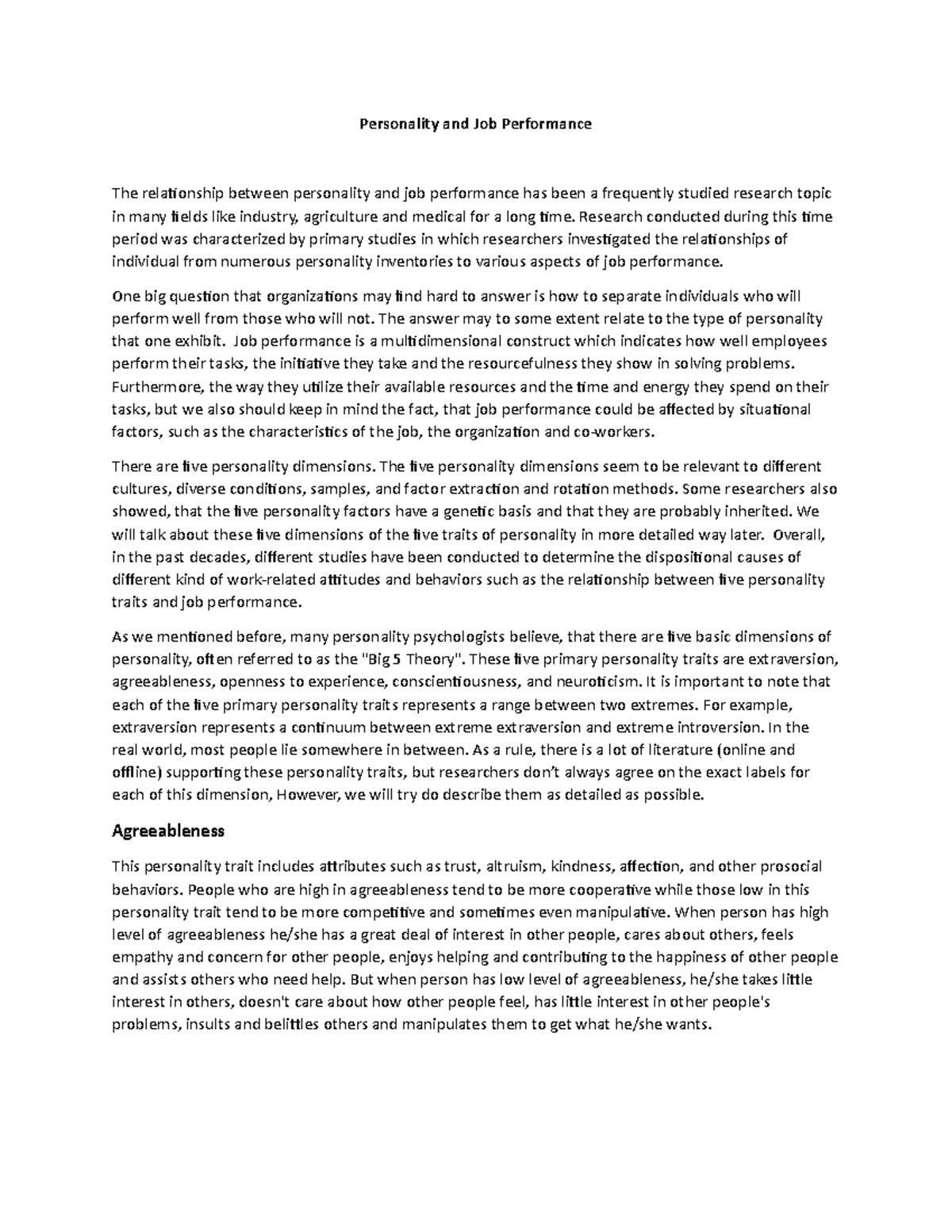 Personality and Job Performance - Copy - Personality and Job ...