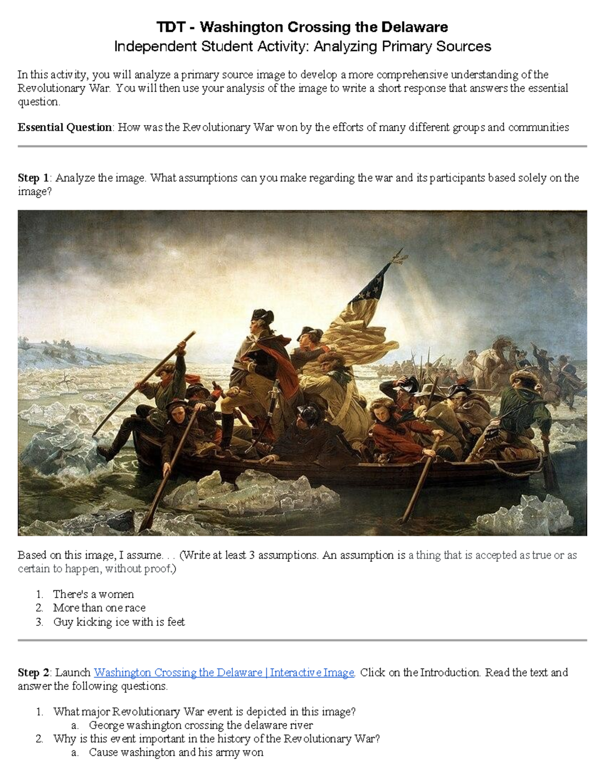 Copy of TDT Washington Crossing THE Delaware - TDT - Washington ...