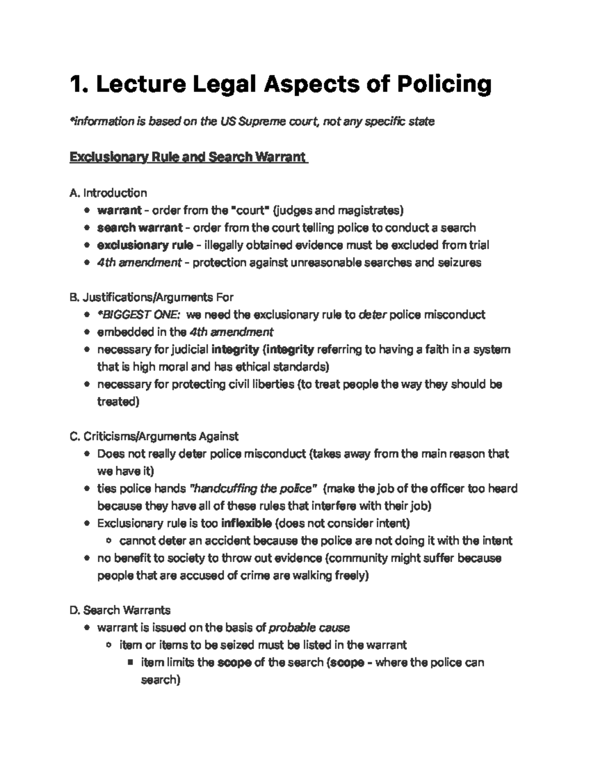 1. Lecture Legal Aspects of Policing - 1. Le c t u re Le g a l As p e c ...