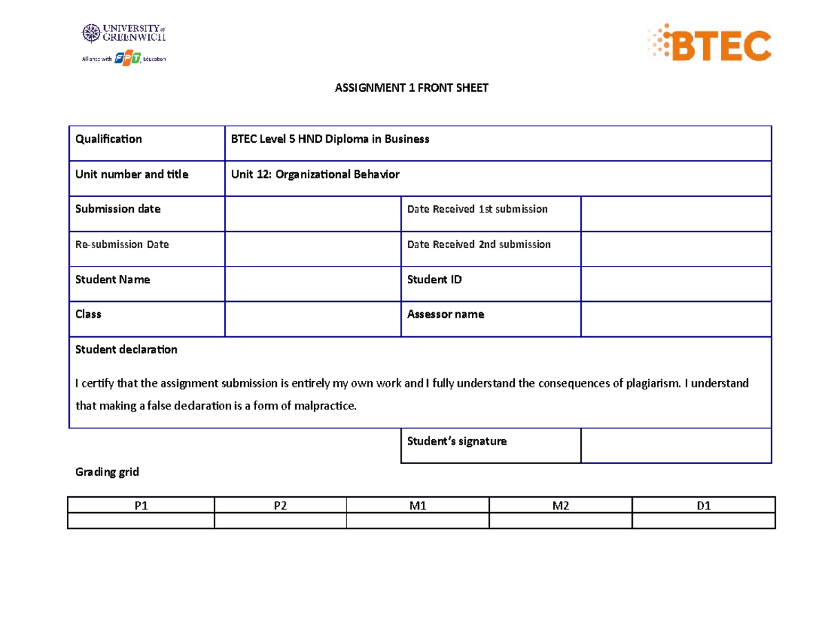 525assignment 1 Frontsheet 2020 2021 Assignment 1 Front Sheet 2719