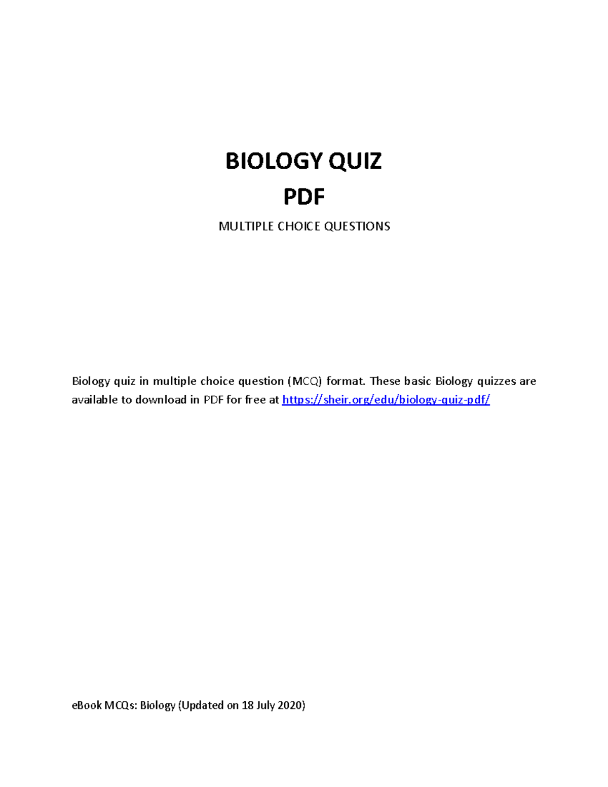 Biology-quiz - mcq - BIOLOGY QUIZ PDF MULTIPLE CHOICE QUESTIONS Biology ...