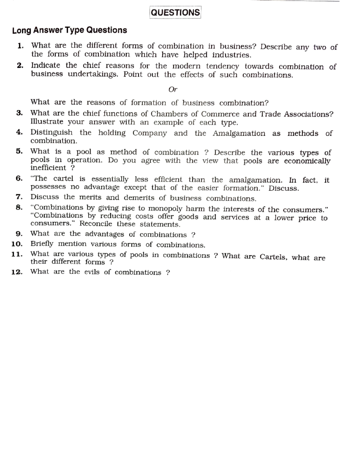 Questions of Business combination - QUESTIONS Long Answer Type ...