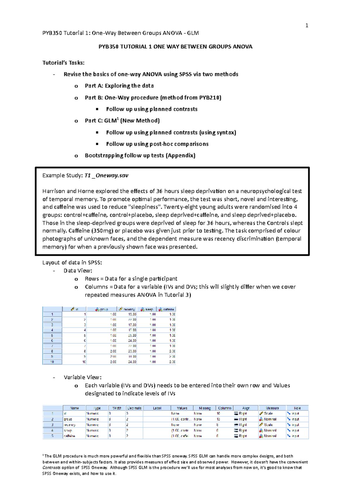 Pyb350 week 5 tutorial - PYB350 Tutorial 1: One-Way Between Groups ...