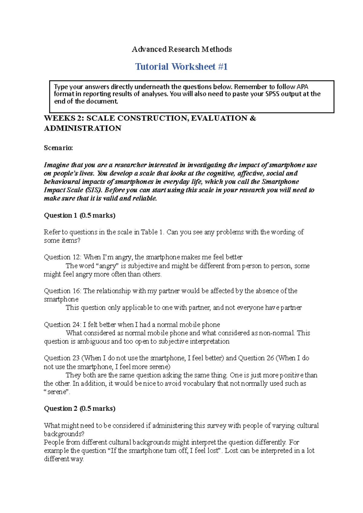 Tutorial Worksheet #1 - 101689 - UWS - Studocu
