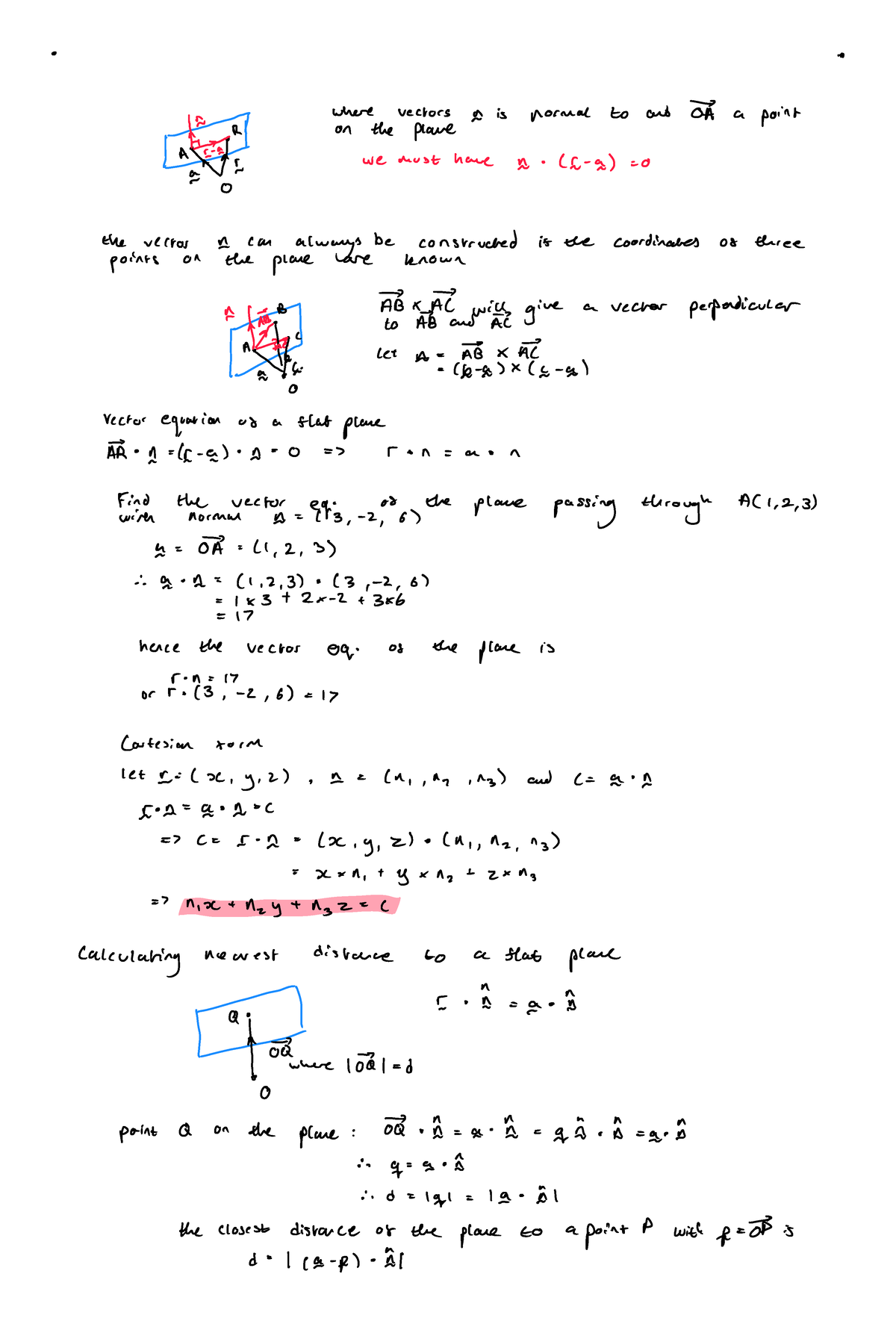 S2 7 Equations Of A Flat Plane In 3 Dimensions A R O Ar E Where