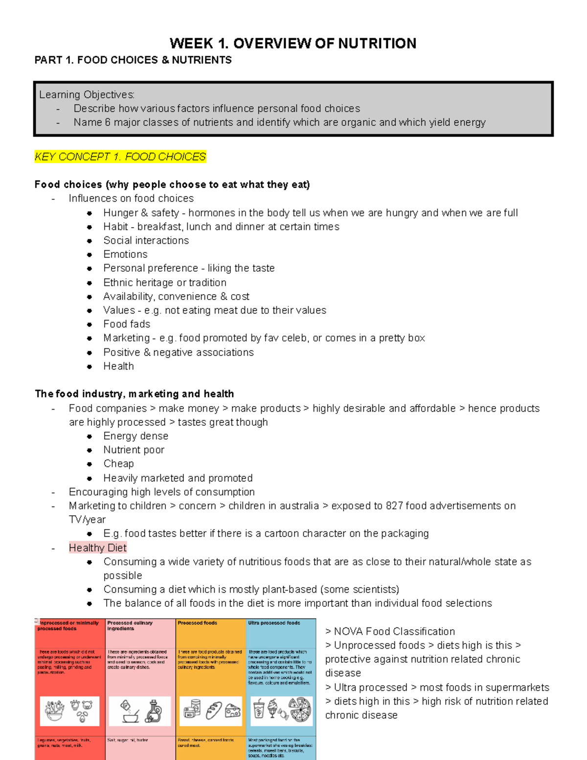 Intro to food sci week 1 - lecture notes week 1 - WEEK 1. OVERVIEW OF ...