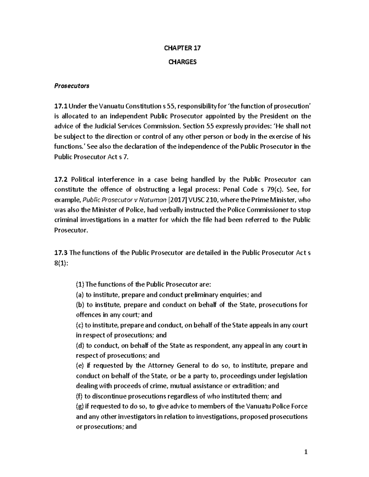 Chapter 17 - Criminal Procedure Legislation - CHAPTER 17 CHARGES Prosecutors 17 .1 Under the ...