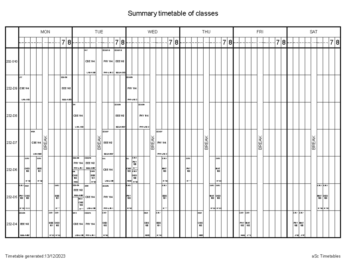 CSE Day Updated Combined Sections Routine - WT 232-D ####### 232-D ...