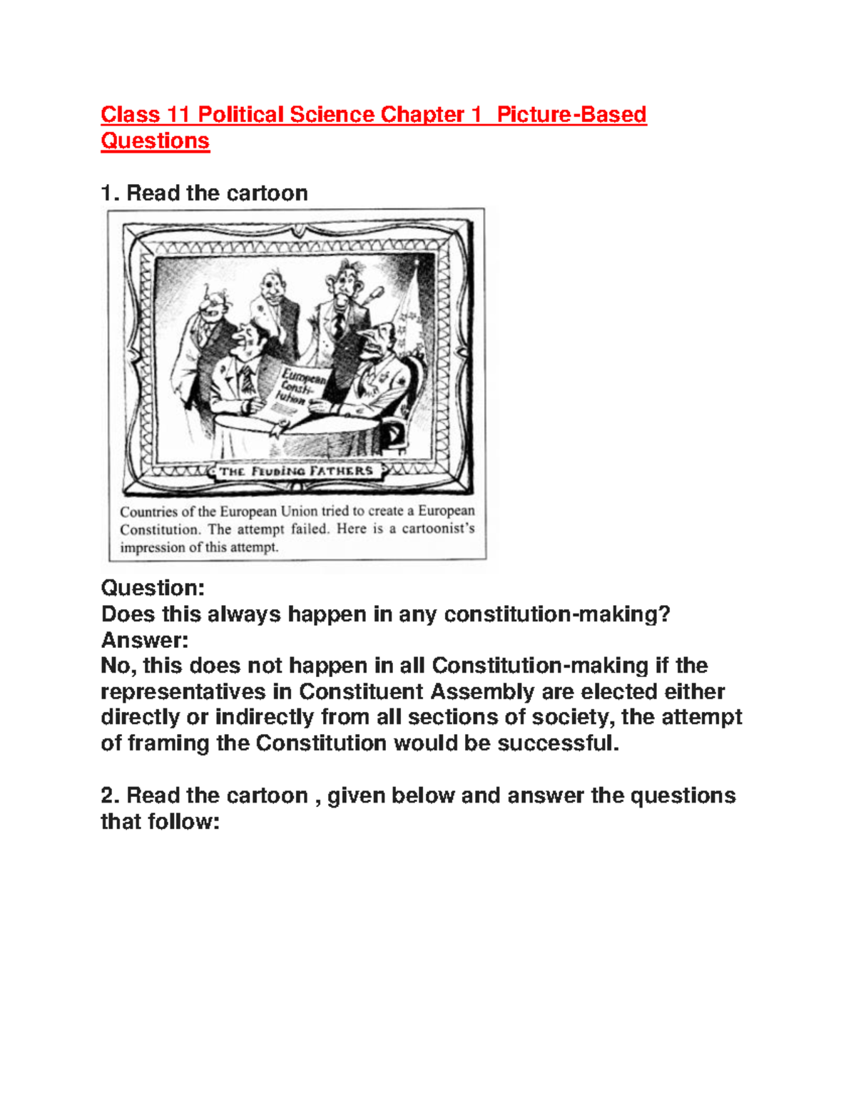 11TH, Political Science, Cartoons, Questions,4.03.21 - Class 11 ...