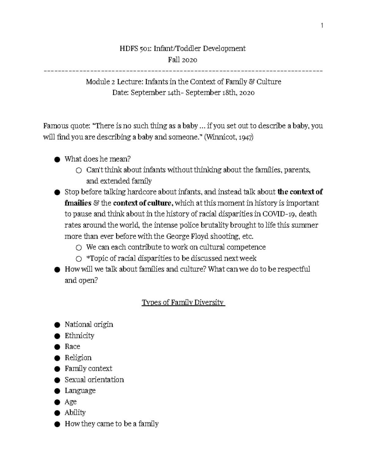 Module 2 Lecture Infants in the Context of Family & Culture - HDFS 501 ...