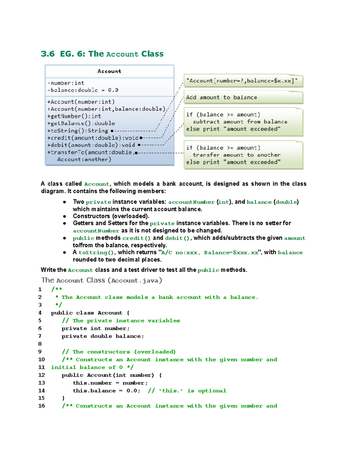 Java OOP 5 - Java OOP 5 - 3 EG. 6: The Account Class A class called Account, which models a bank ...