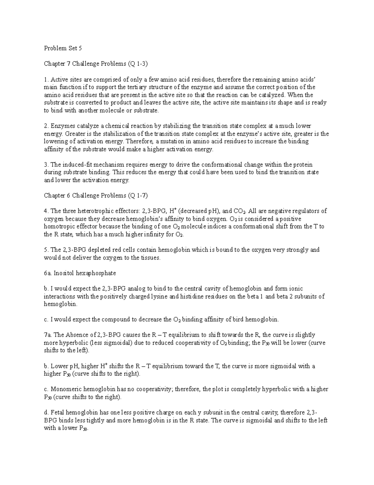 Problem Set 5 - MBB 222 - questions and answers - Problem Set 5 Chapter ...