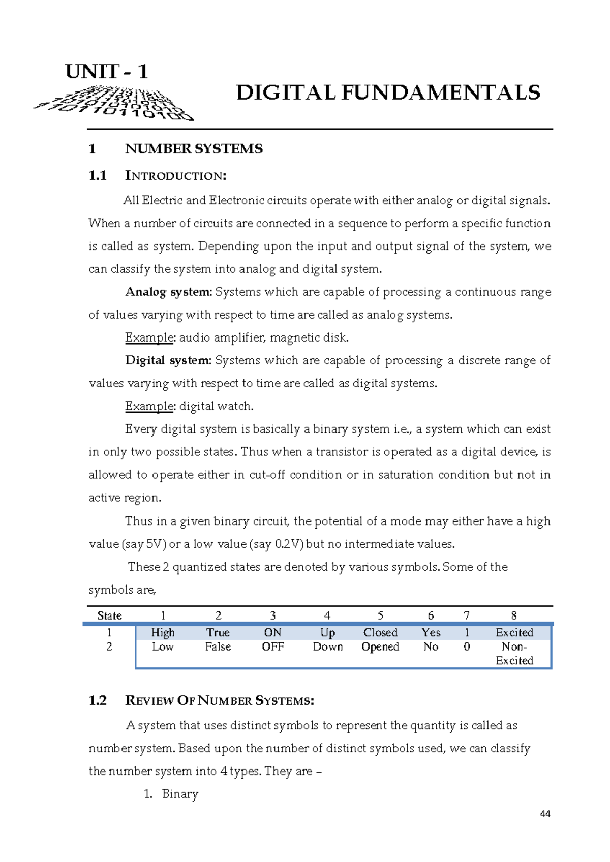 Chapter 1 (Digital Fundamentals) - UNIT - 1 DIGITAL FUNDAMENTALS 1 ...