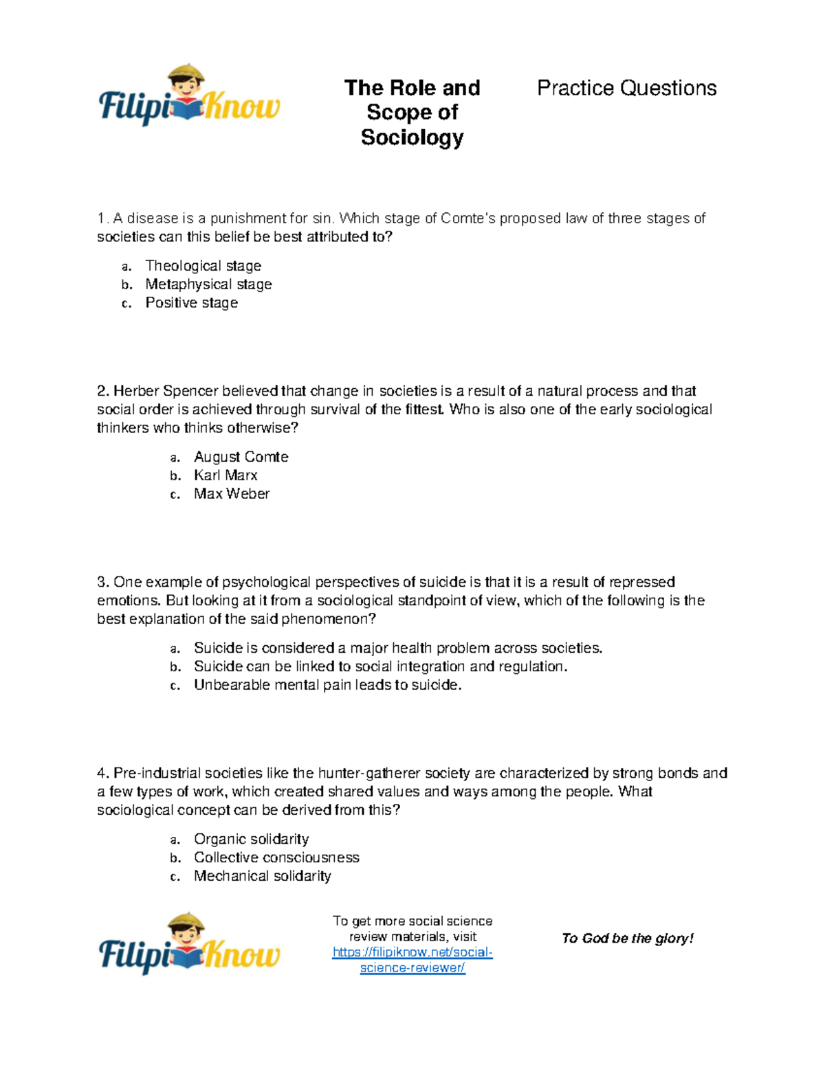 The Role and Scope of Sociology Practice Questions - The Role and Scope ...